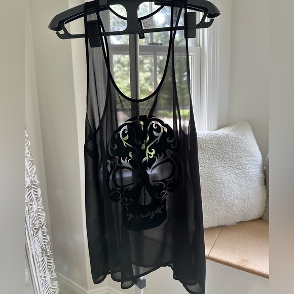 H&M | Tops | Hm Black See Through Skull Tank Top | Poshmark
